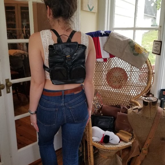 Vintage | Bags | Vintage Mini Backpack In Black Leather | Poshmark